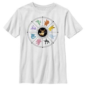 pokemon boys eevee evolution tarot card short sleeve tee shirt, white, youth medium