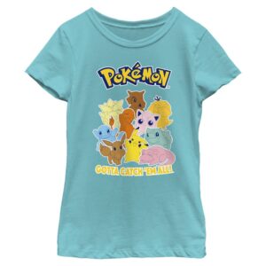 pokemon poke mang girls short sleeve tee shirt tahiti blue