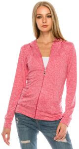 eevee women’s full zip hoodie - casual slim fit lightweight jacket long sleeve sweater activewear yoga running hooded sweatshirt asj-4001 actfuchsia l