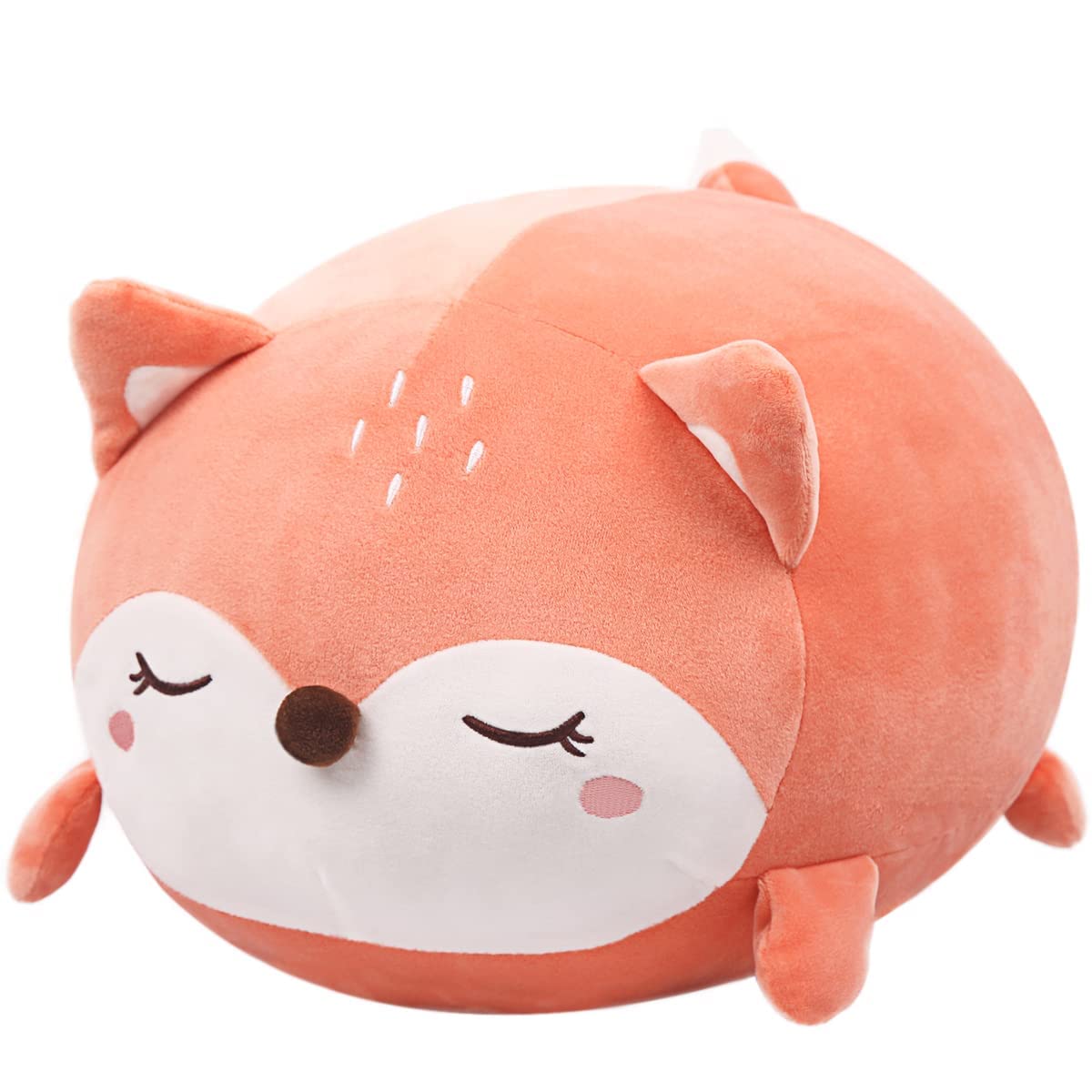 ARELUX 10in Fox Plush Pillow Stuffed Animal Snuggly Pillow Cute Plush Toy Snuggle Buddy Fox Plushie Kawaii Soft Hugging Pillow for Kids Boys Girls