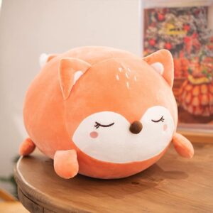 ARELUX 10in Fox Plush Pillow Stuffed Animal Snuggly Pillow Cute Plush Toy Snuggle Buddy Fox Plushie Kawaii Soft Hugging Pillow for Kids Boys Girls