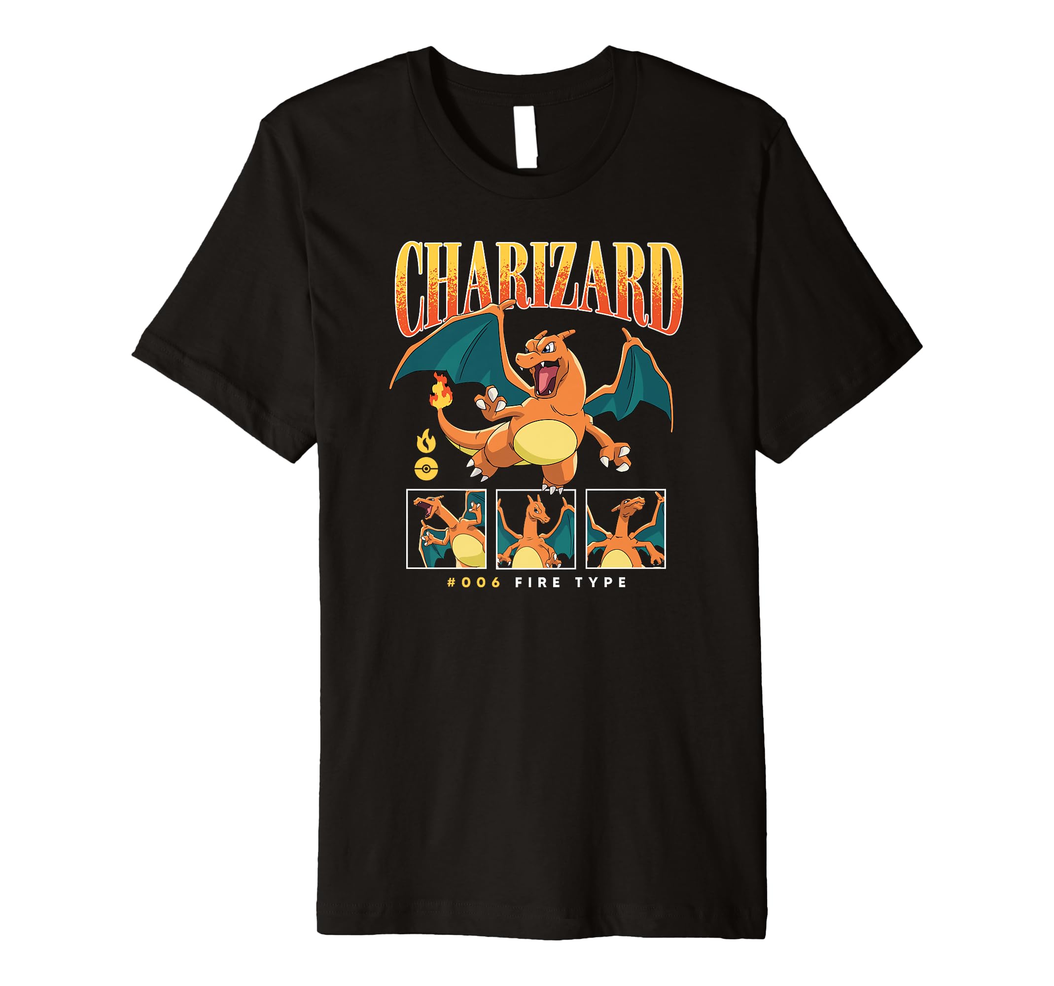 Pokémon - Charizard Fire Type Multiple Poses Premium T-Shirt