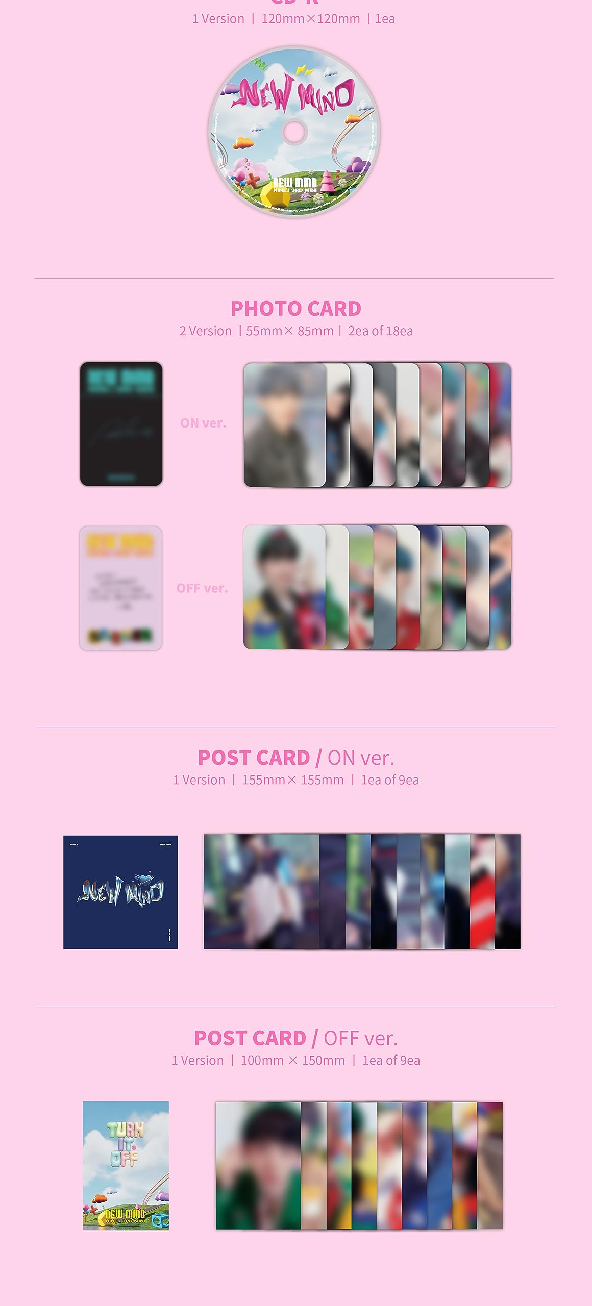 NINE.i NEW MIND 3rd Mini Album CD+POB+Photobook+Photocard+Postcard+Sticker+Tracking Sealed