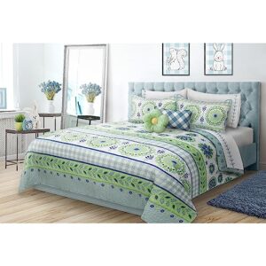 quilts for double queen bed hayley bedspreads soft bed summer quilt lightweight microfiber bedspread-modern style pattern coverlet for all season - 3 piece (1 quilt, 2 pillow shams)