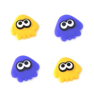 tikodirect cute thumb grip caps compatible with switch joy-con/oled/switch lite, kawaii joystick cap grip 4pcs soft silicone protective button cover, octopus yellow