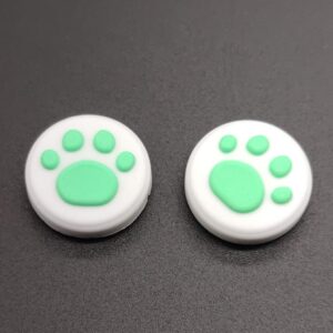 2 x Silicone Analog Controller Thumb Stick Joystick Grips Cap for Switch NS & Switch Lite Controller Joy-Con ThumbStick Cute Cat Paw Claw (White-Green)