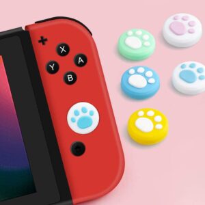 2 x Silicone Analog Controller Thumb Stick Joystick Grips Cap for Switch NS & Switch Lite Controller Joy-Con ThumbStick Cute Cat Paw Claw (White-Green)