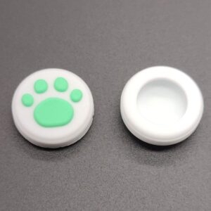 2 x Silicone Analog Controller Thumb Stick Joystick Grips Cap for Switch NS & Switch Lite Controller Joy-Con ThumbStick Cute Cat Paw Claw (White-Green)