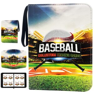 400 pockets baseball cards binder,trading cards holder card collectors album,trading card binder 4 pocket with 50 removable sleeves for baseball card and sports card