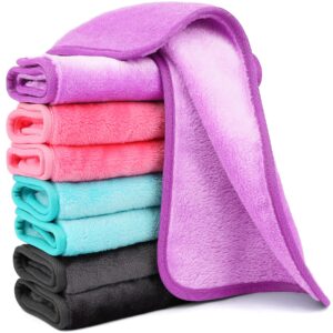 healage 8 pack makeup remover cloth,13x7 inch reusable makeup remover towels, ultra soft microfiber face cloth reusable facial washcloths, 4 colors