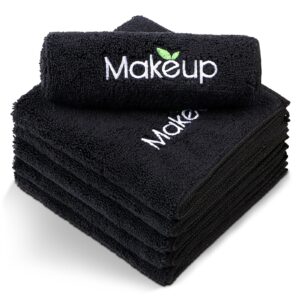 orighty microfiber makeup remover cloths - super soft, quick dry face towels for cleansing, 13 x 13 inch, pack of 6, black