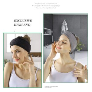 LADES Facial Spa Headband - Makeup Shower Bath Wrap Sport Headband Terry Cloth Adjustable Stretch Towel with Magic Tape