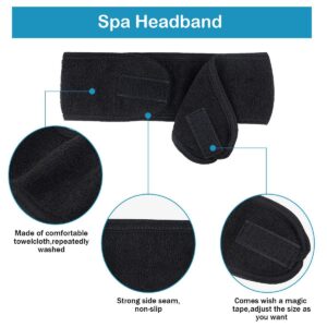 LADES Facial Spa Headband - Makeup Shower Bath Wrap Sport Headband Terry Cloth Adjustable Stretch Towel with Magic Tape