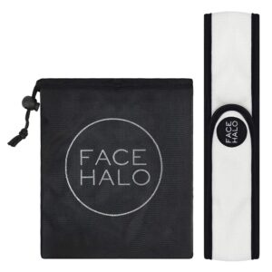 face halo reusable makeup headband & wash bag accessories pack - premium spa accessories for women