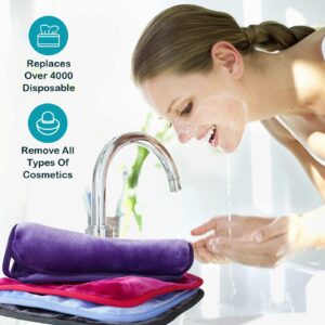 Makeup Remove Cloths Face Towels, Reusable Makeup Remover Cloths (4packs), Makeup Remover Towel Reusable Microfiber Cleansing Towel 8.67inch X 8.67 inch