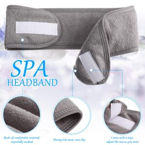 30 Pack Spa Headband Spa Facial Headband Spa Headband Bulk for Washing Face Makeup Headband for Shower Bath Sport Wrap Girls Headband Polyester Adjustable Towel with Hook and Loop Non Slip(Gray)