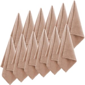 syhood 12 pieces face wash cloth 12 x 12 in makeup remover cloths towel coral velvet facial microfiber cloths soft fast drying facial cleansing towel for face(brown)