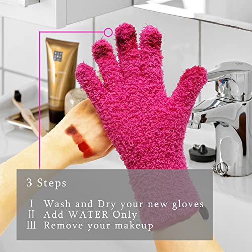 Makeup Remover Cleansing Face Wipes Gloves,Eye Make-Up Ultra Soft Microfiber Reusable Facial Cloths,for Sensitive Skin (3 Piece)