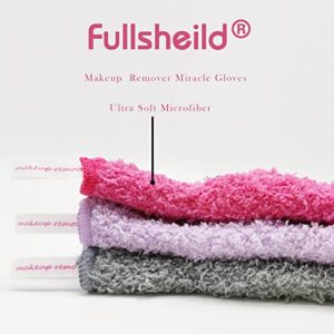 Makeup Remover Cleansing Face Wipes Gloves,Eye Make-Up Ultra Soft Microfiber Reusable Facial Cloths,for Sensitive Skin (3 Piece)