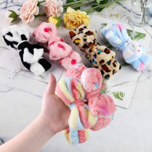 3 otters Makeup Headband, 8PCS Spa Headband Bow Washing Face Headbands Soft Microfiber Headband for Girls Women Gift