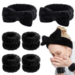 whavel 6pcs spa headband and wristband set, face wash headband makeup skincare headband wrist bands for washing face