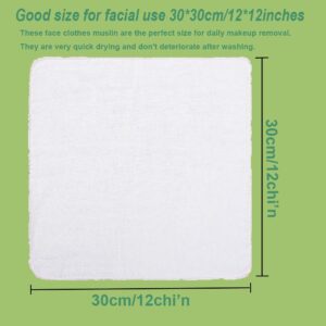 Yaosan Soft Face Muslin Cloths Pure Cotton Facial Cleansing Cloths Reusable Polishing Cleanser- Pack 10 (Blue Edge)