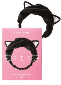 i dew care face wash headband - black cat | spa, soft, cute for makeup, shower, teen girls stuff, 1 count