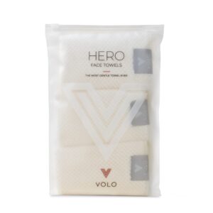 volo hero salt white face towel | reusable facial wash cloths | makeup remover & post shower washcloths | ultra soft, absorbent, gentle, fast drying nanoweave fabric face towels | microfiber 3pk