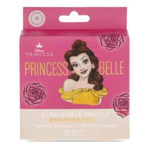 mad beauty disney princess beauty & the beast belle reusable makeup remover pads (3-pack) | novelty beauty, cosmetic, and skincare gifts for women, adults, and kids