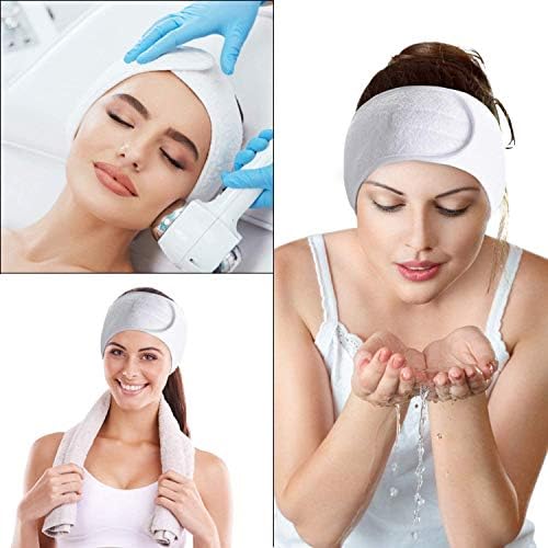 Simnice 6 Pieces Spa Facial Headbands Adjustable Head Wraps for women,Makeup Shower Bath Facial Wraps Sports Headband Terry Cloth Adjustable Stretch Towel with Magic Tape