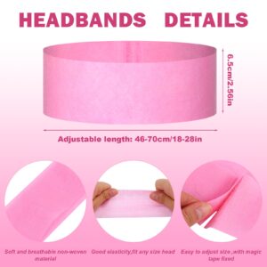 Sdfsdf 128 Pieces Disposable Spa Facial Headbands Stretch Non-Woven Headband Soft Skin Care Hair Band with Convenient Closure for Women Girls Salons Esthetician Supplies, Pink Large, 40.0 Count