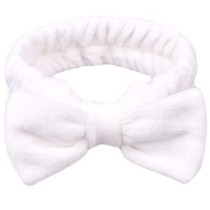 Spa Headband, Bow Makeup Headband for Washing Face, High Elasticity Bowknot Coral Fleece Skincare Headbands for Women Girls