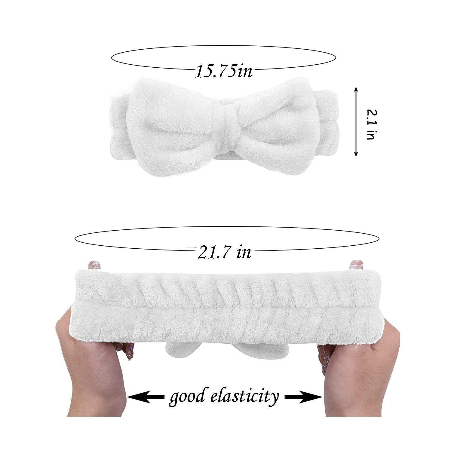 Spa Headband, Bow Makeup Headband for Washing Face, High Elasticity Bowknot Coral Fleece Skincare Headbands for Women Girls