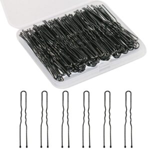 u shaped hair pins, sevensun 100pcs ladies hair bun hairpin, with storage box, (2.4inches), (black)