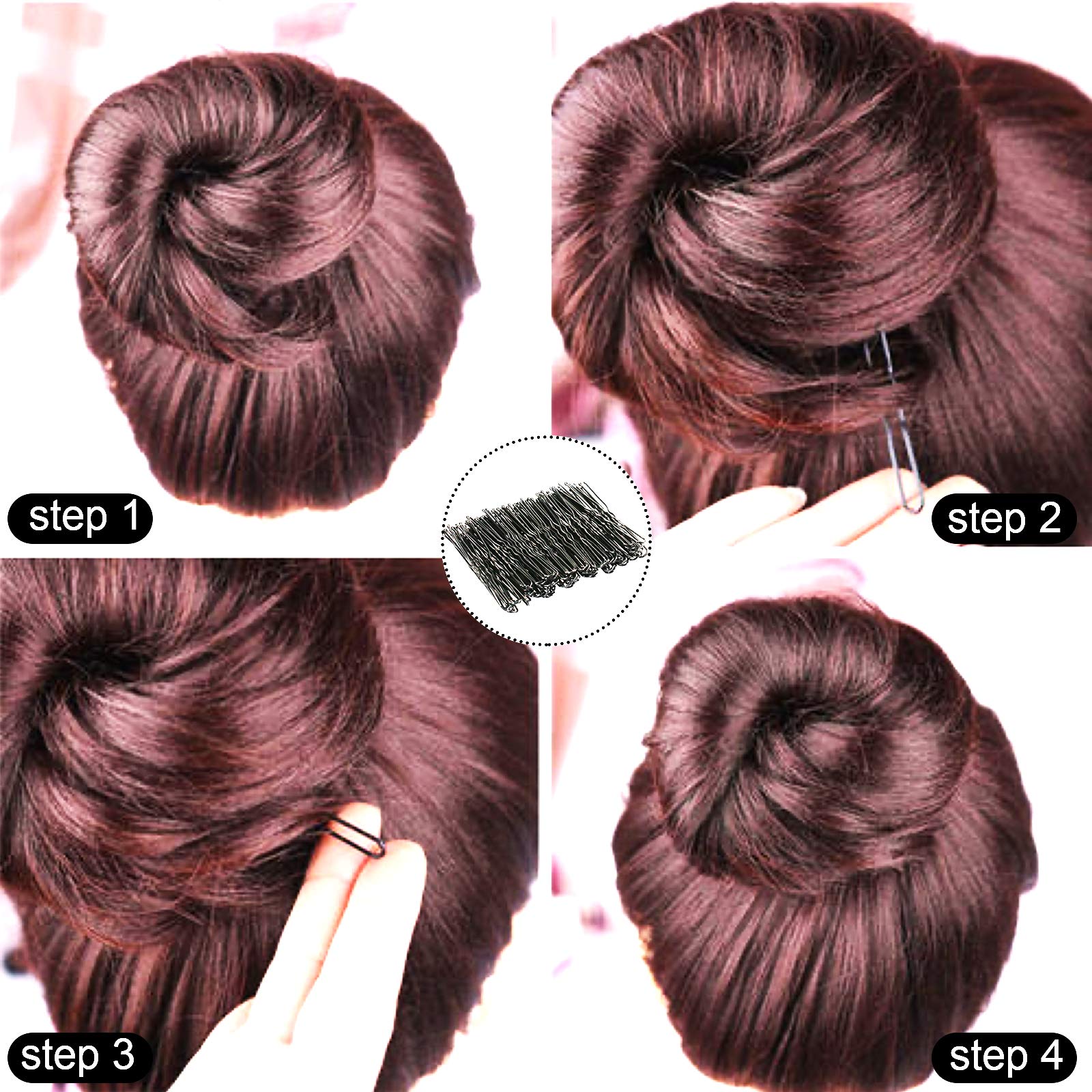 U Shaped Hair Pins, Sevensun 100PCS Ladies Hair Bun HairPin, With Storage Box, (2.4Inches), (Black)