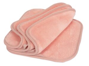 eurow makeup removal cleaning cloth, washable and reusable, 8 by 8 inches, coral, pack of 4