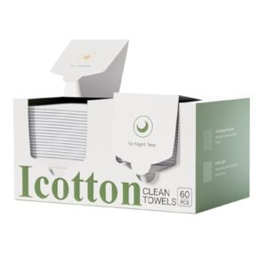 icotton 2 in 1 disposable face towel-100%cotton clean towels for daytime and nighttime use, large size biodegradable facial cleansing towelette single use face towel for sensitive skin makeup removing