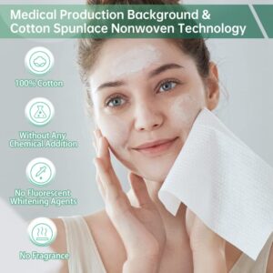 ICOTTON 2 in 1 Disposable Face Towel-100%Cotton Clean Towels for Daytime and Nighttime Use, Large Size Biodegradable Facial Cleansing Towelette Single Use Face Towel for Sensitive Skin Makeup Removing