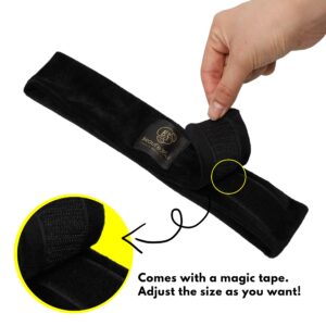 Beaute Seoul Spa Facial Headband Washing Makeup Cosmetic Shower Wrap Head Non-slip Stretchable,Terry Cloth Headband Adjustable Towel with Magic Tape 1 Piece Black