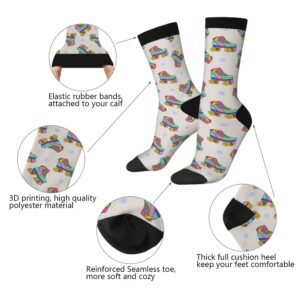 AOYEGO Roller Derby Skates Funny Socks Lovely Color Boot 90s Disco Relaxation Girl Skating Novelty Casual Crew Socks Contrast Color Design for Women Men Gift