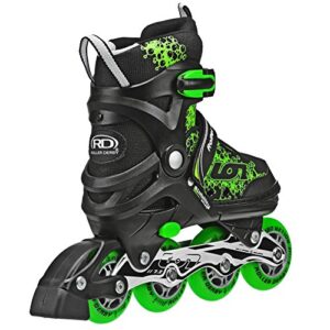 Roller Derby ION 7.2 Inline Skates with Protective Gear, Aluminum Frames, Adjustable Sizing, Tri-Pack Protective Gear Included