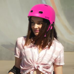 OutdoorMaster Skateboard Cycling Helmet - Two Removable Liners Ventilation Multi-Sport Scooter Roller Skate Inline Skating Rollerblading for Kids, Youth & Adults - M - Pink