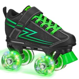 roller derby blazer boy's lighted wheel roller skate black/green size 13j