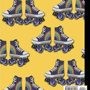 Retro Rainbow Roller Skates College Ruled Composition Notebook