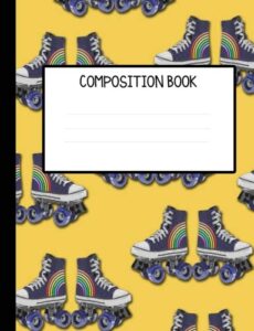 retro rainbow roller skates college ruled composition notebook