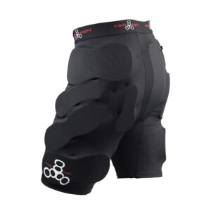 triple eight bumsaver men's padded shorts for skateboarding, snowboarding and skiing, black, small