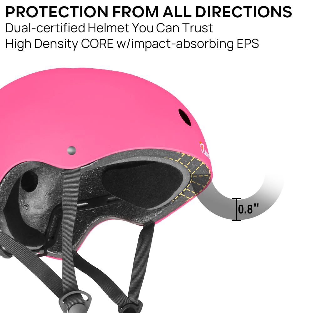 JBM Skateboard Bike Helmet - Lightweight, Adjustable & Design of Ventilation Multi-Sport Helmet for Bicycle Skate Scooter 3 Sizes for Adult Youth & Kids