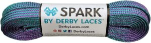 derby laces spark purple and teal stripe shoelace, for shoes, skates, boots, roller skating, roller derby, hockey and ice skates (96 inch / 244 cm)