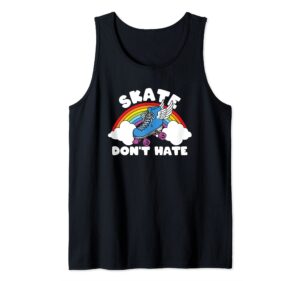 lgbt flag rainbow skate don't hate retro roller skating tank top