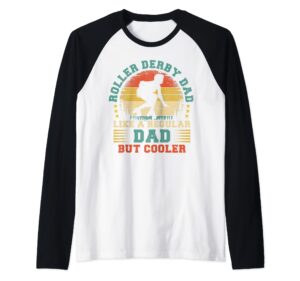 roller derby lover vintage roller derby dad father's day raglan baseball tee